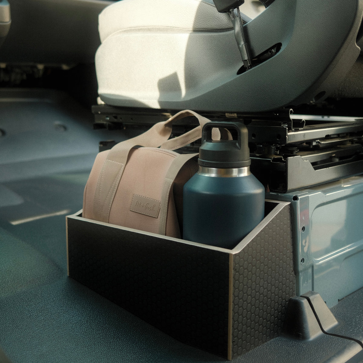 Hexply Seat Cubby – Sprinter Van Storage (Passenger Side) | Routed Wild